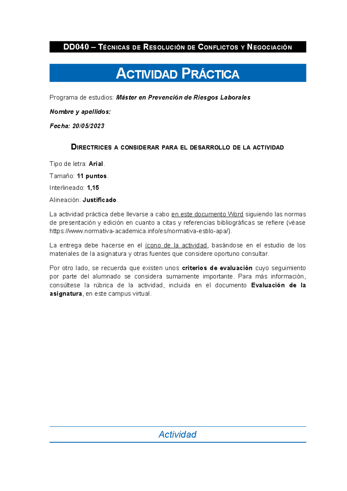 Resolución de conflictos - DD040 – TÉCNICAS DE RESOLUCIÓN DE CONFLICTOS ...