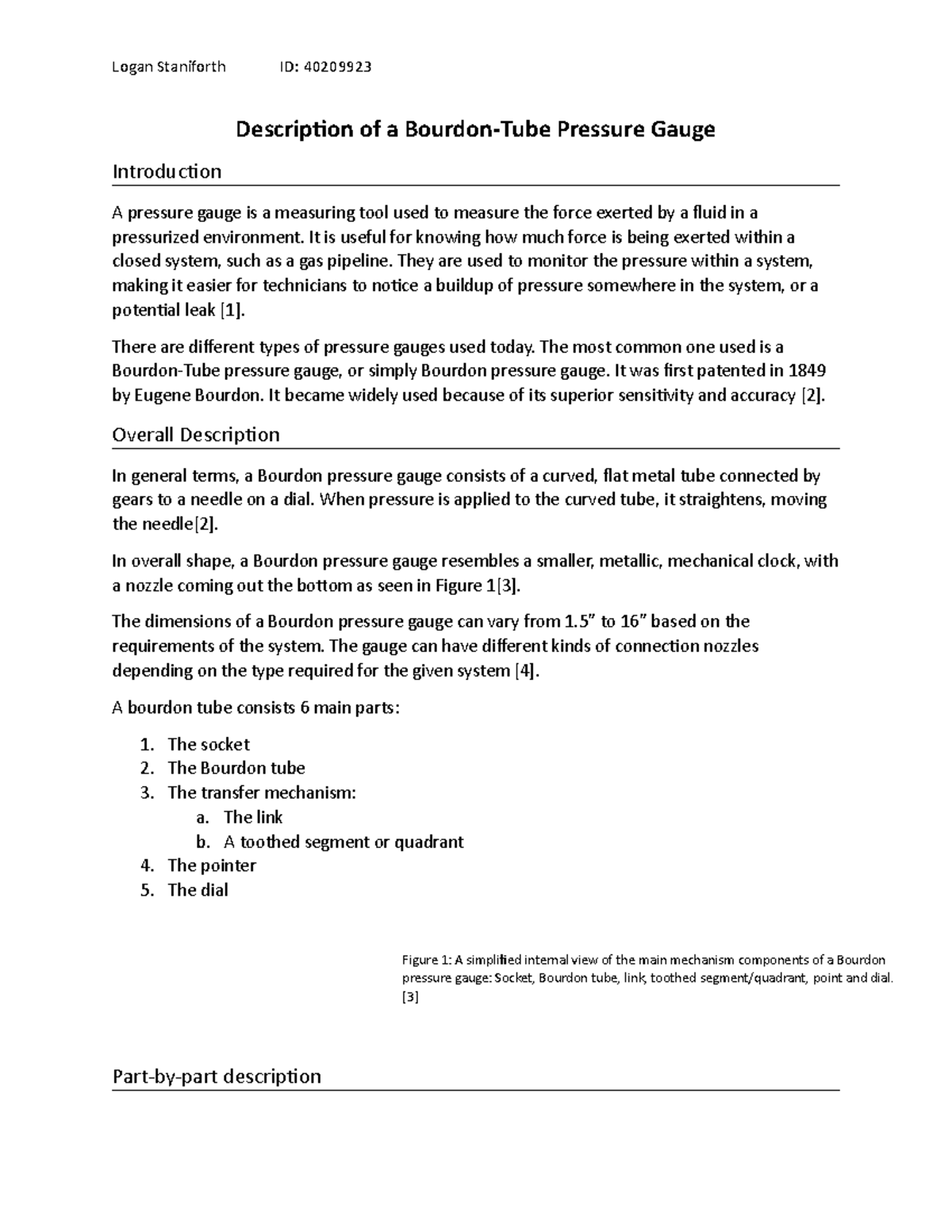 Mechanism description assignment - Description of a Bourdon-Tube ...