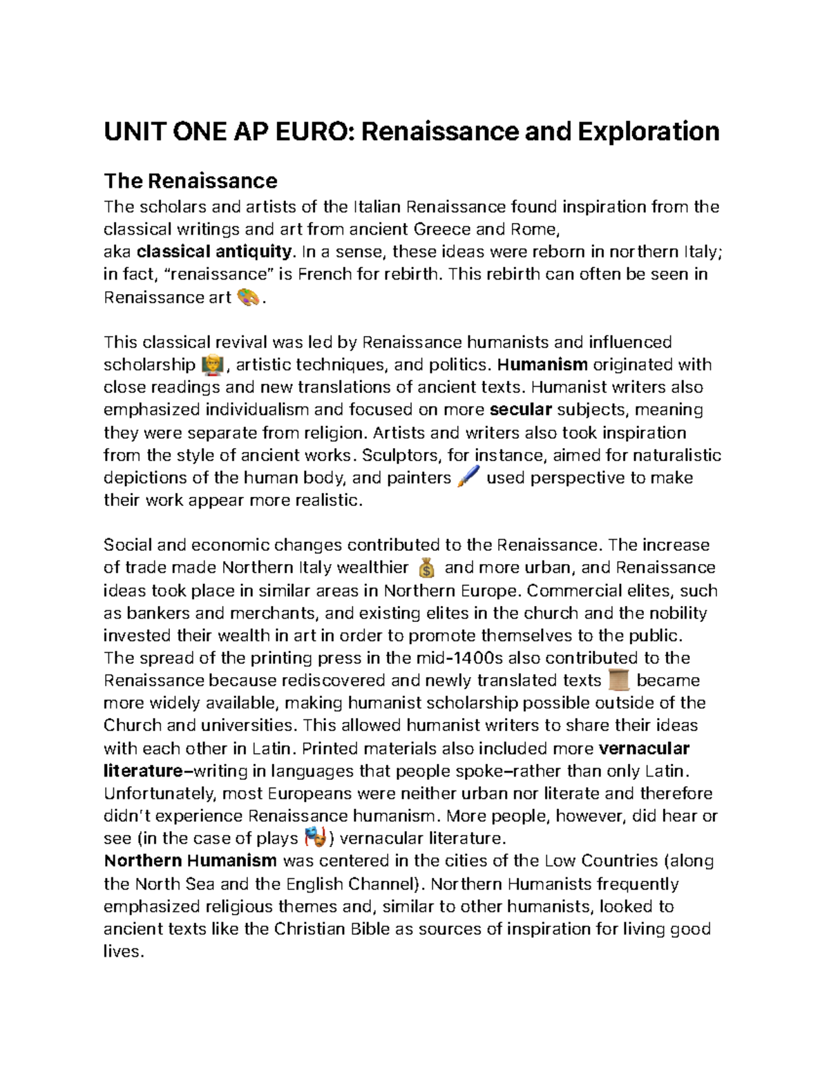 1 - unit 1 - UNIT ONE AP EURO: Renaissance and Exploration The ...