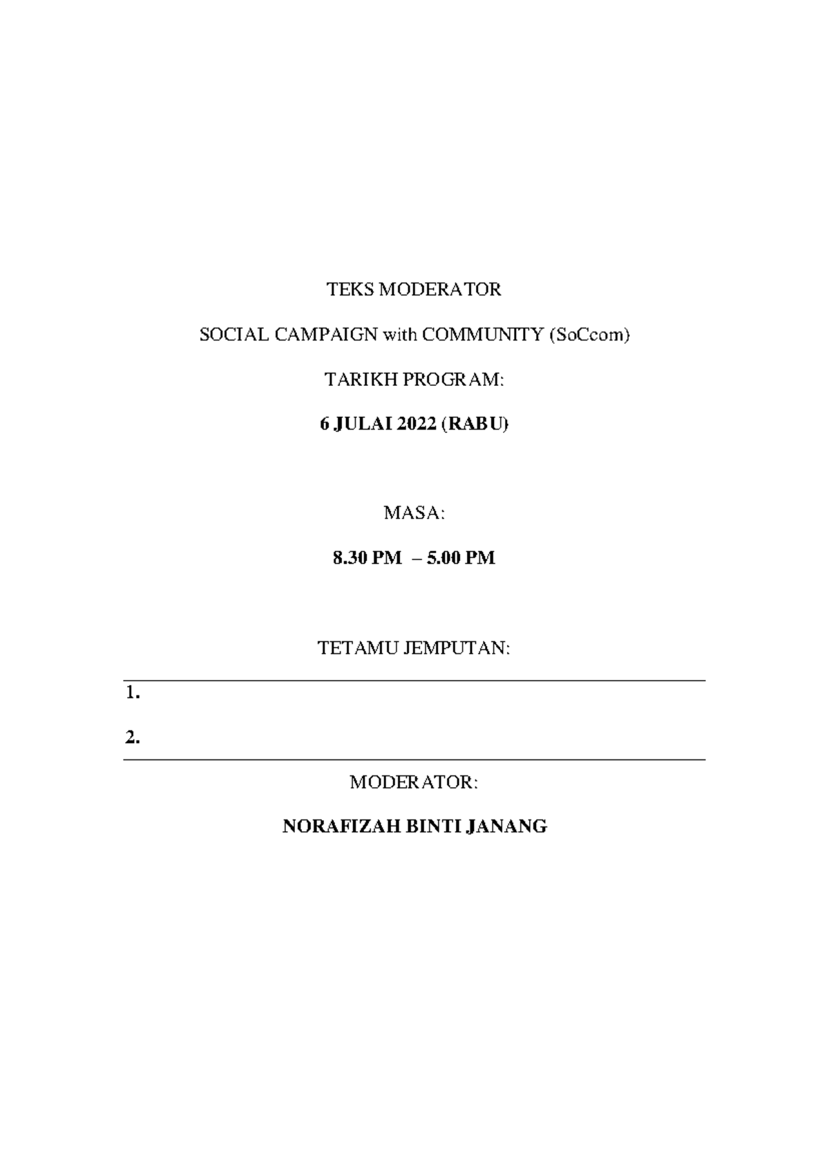 TEKS Moderator Program So CCo M 1 - TEKS MODERATOR SOCIAL CAMPAIGN with ...