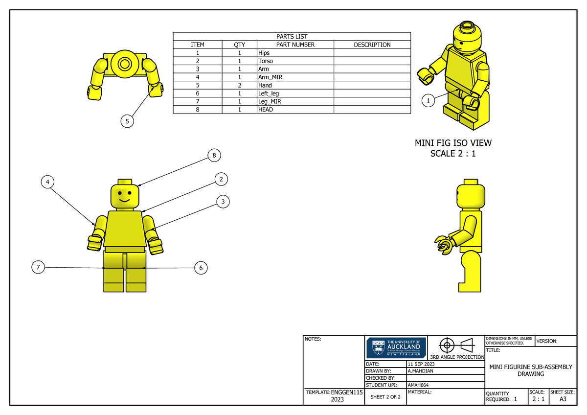 CADprojectassembly - cad assembly - MINI FIG ISO VIEW SCALE 2 : 1 PARTS ...