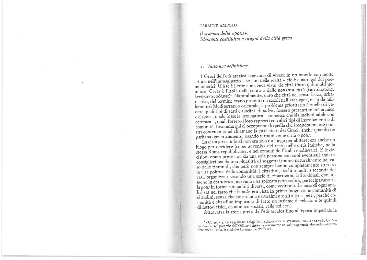 Ampolo, Sistema della polis - Storia greca - Studocu