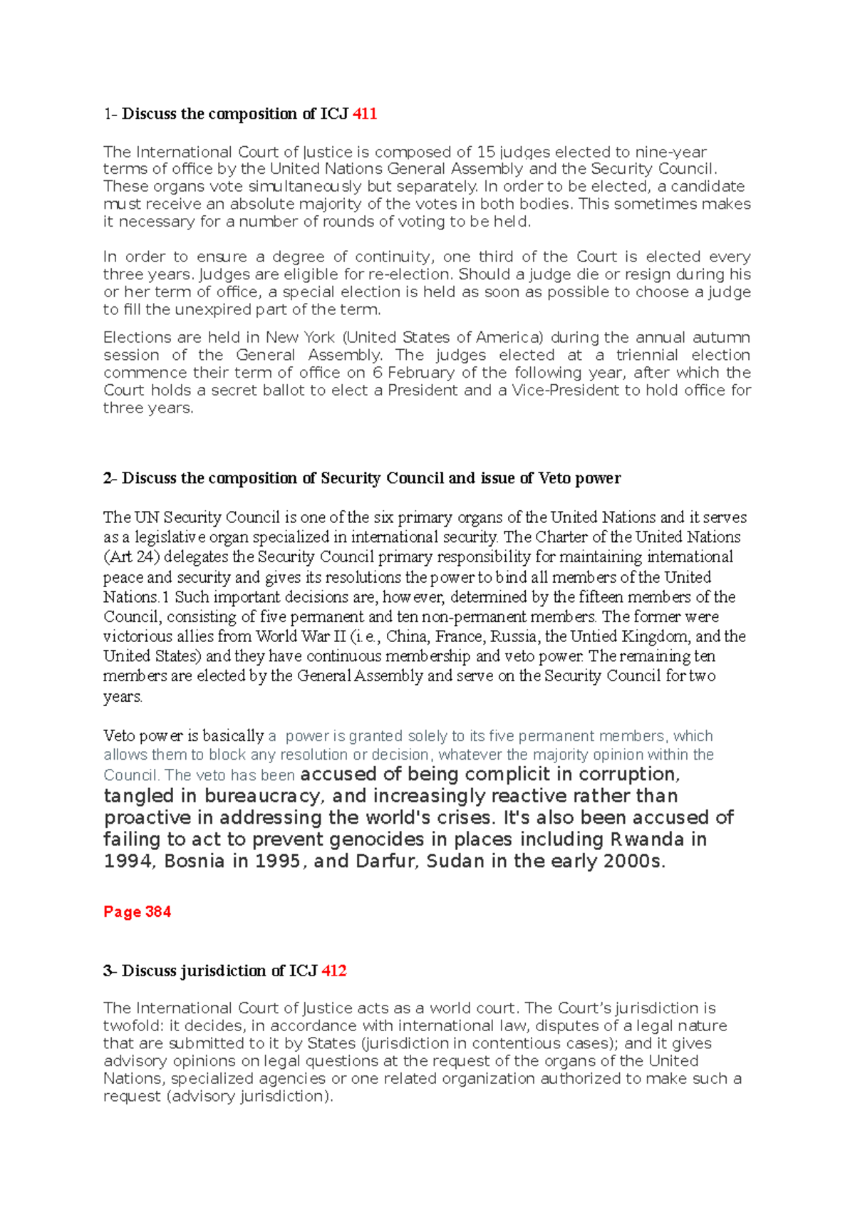 1 - 1 - Discuss the composition of ICJ 411 The International Court of ...