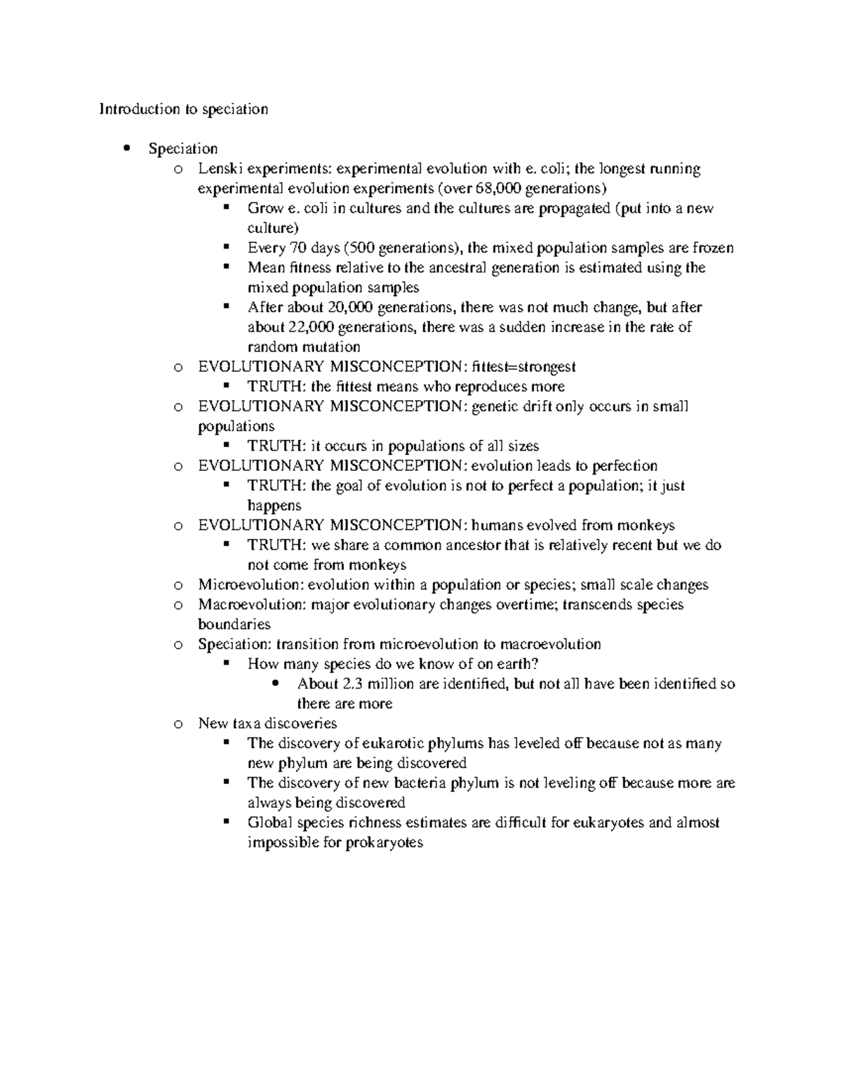 Introduction to speciation - Introduction to speciation Speciation o ...