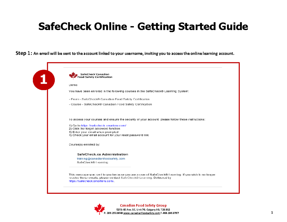 Getting Started Guide 2019 - Step 1: An email will be sent to the ...