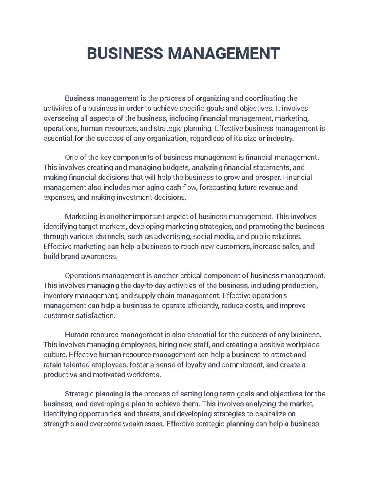 BMT - notes from the lecture - BUSINESS MANAGEMENT Business management ...