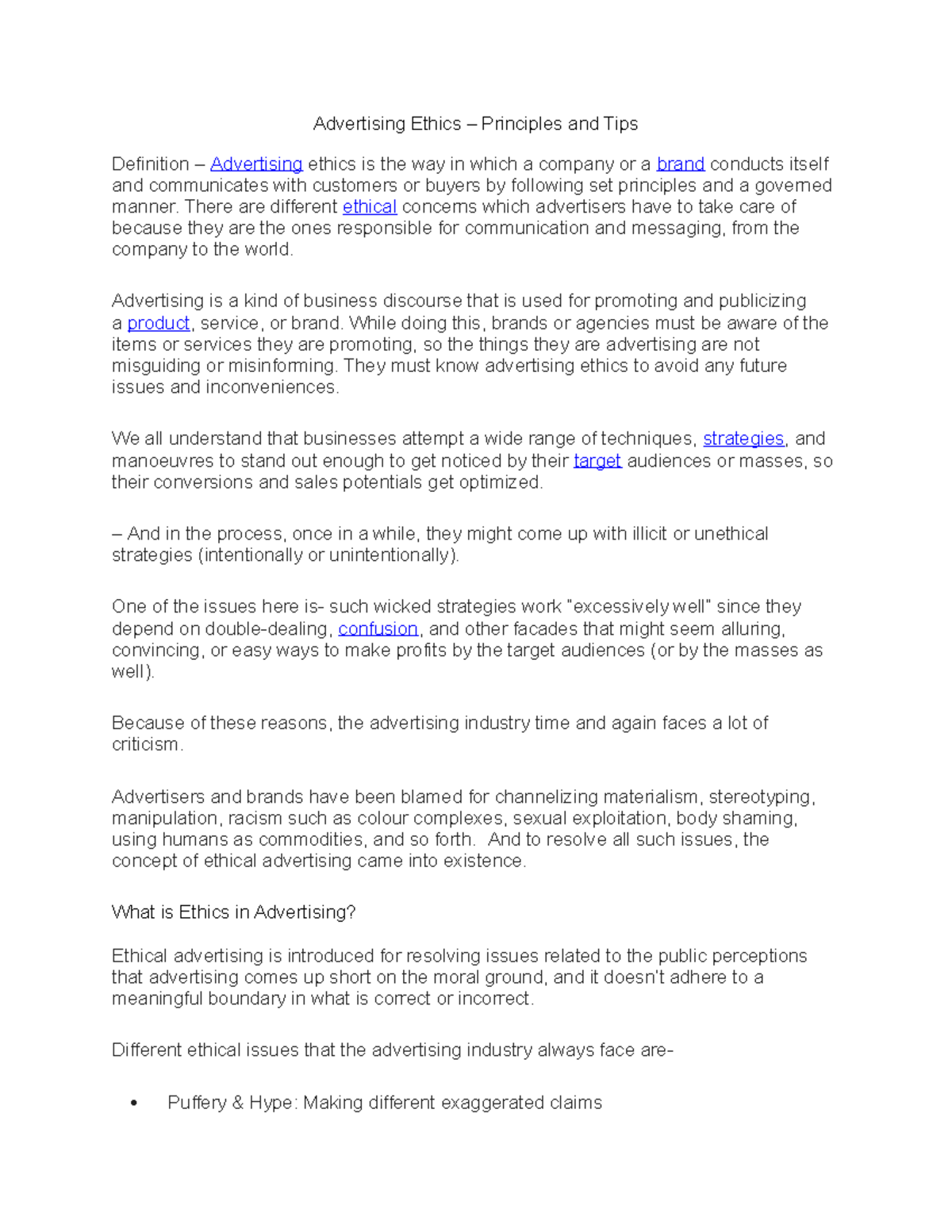 Lesson 3 Brand Communication AND Society - Advertising Ethics ...