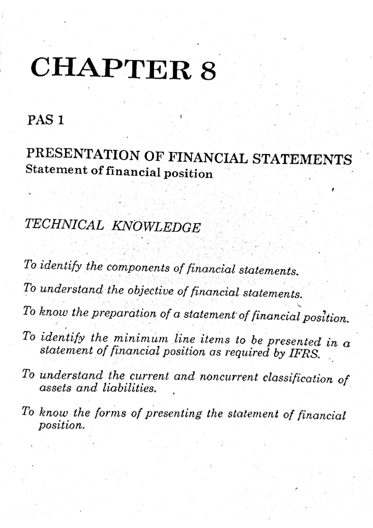 Chapter 8 - statement of financial position - Accountancy - Studocu