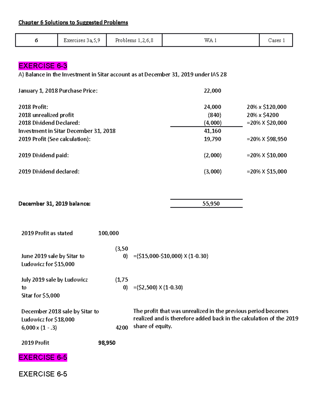 Chapter 6 - Lectures notes - Chapter 6 Solutions to Suggested Problems ...