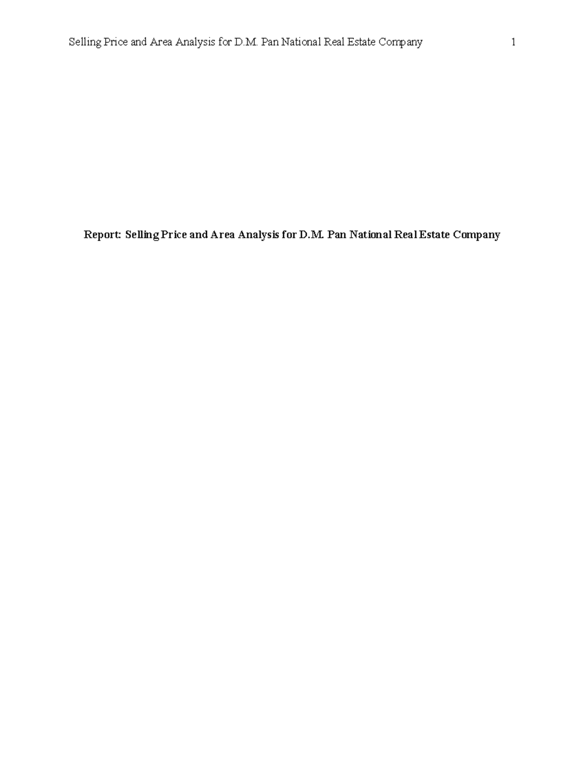 MAT 240 Module Two Assignment - Selling Price and Area Analysis for D ...