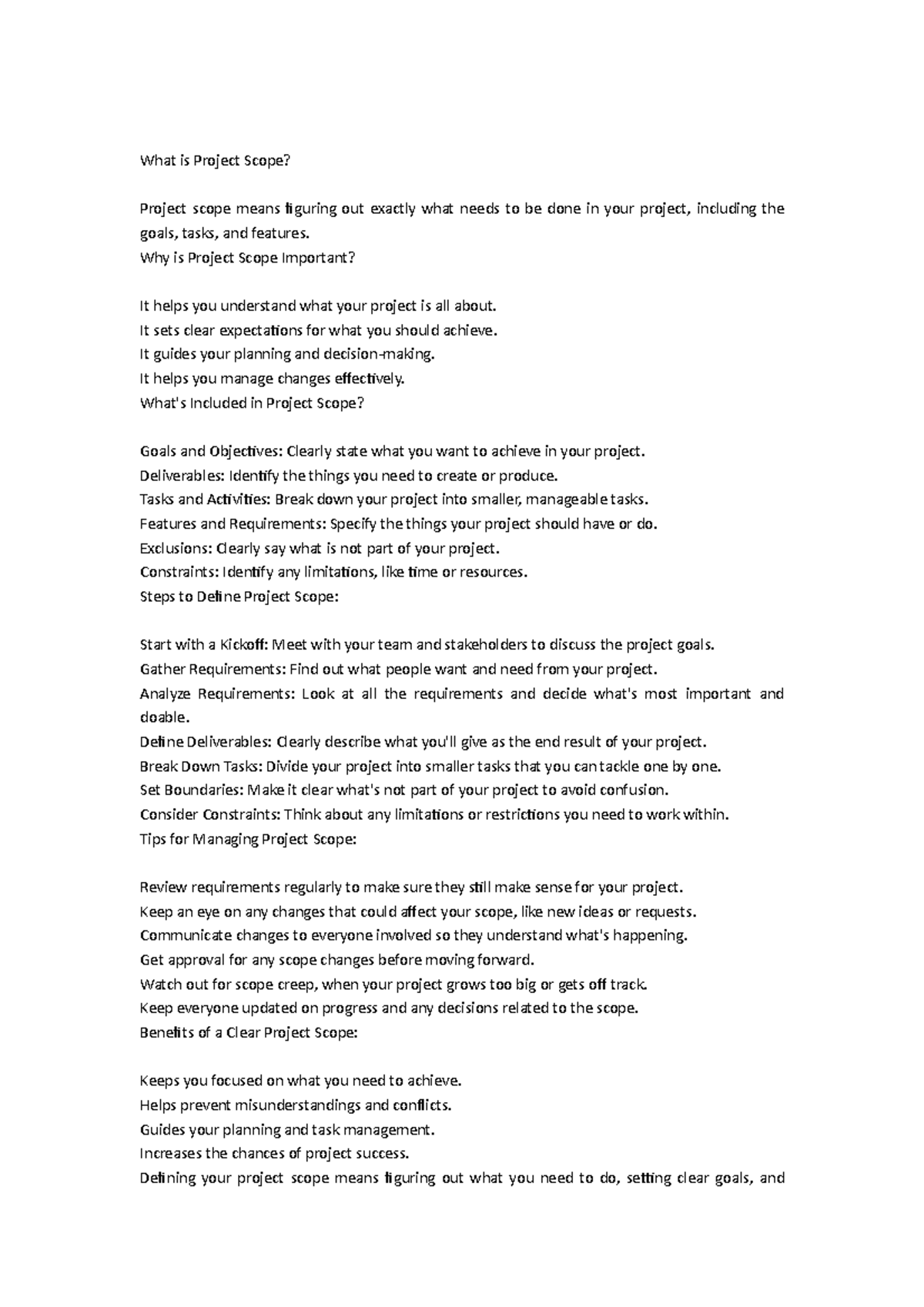 Project Scope Notes - ITEC 411 - Studocu