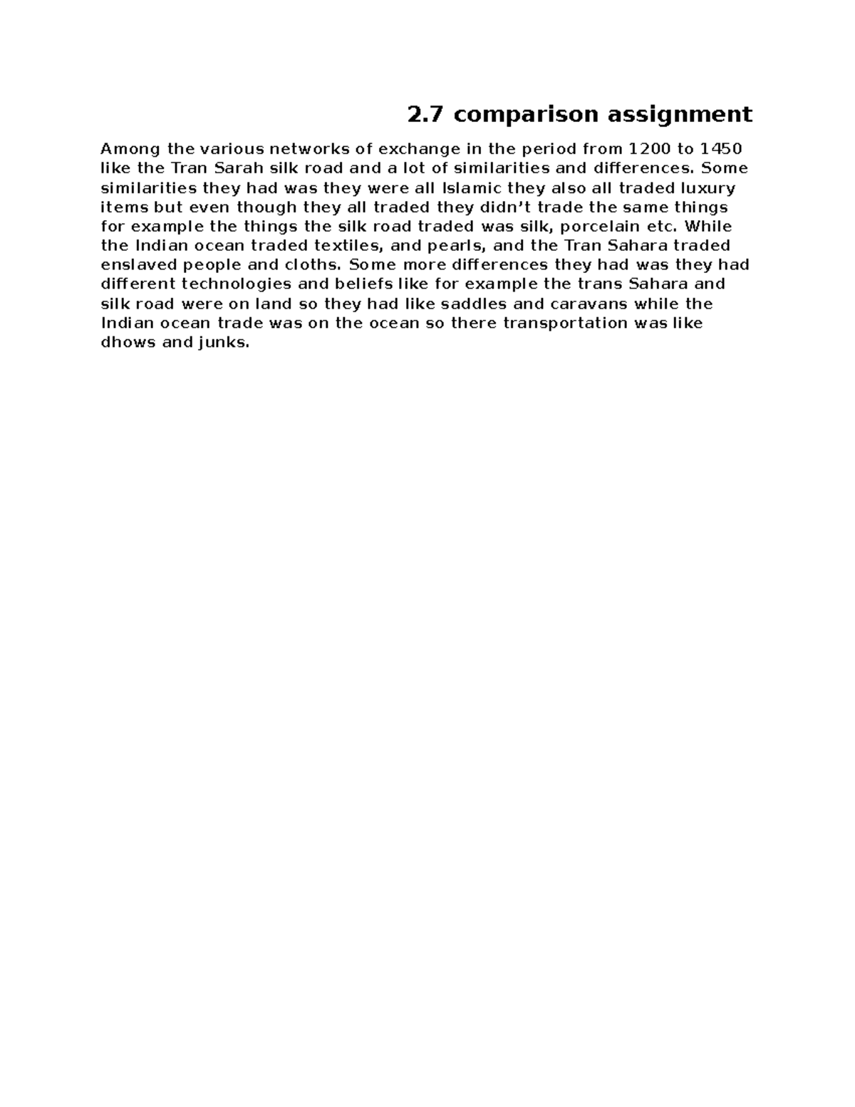 2.7 comparison assignment - 2 comparison assignment Among the various ...
