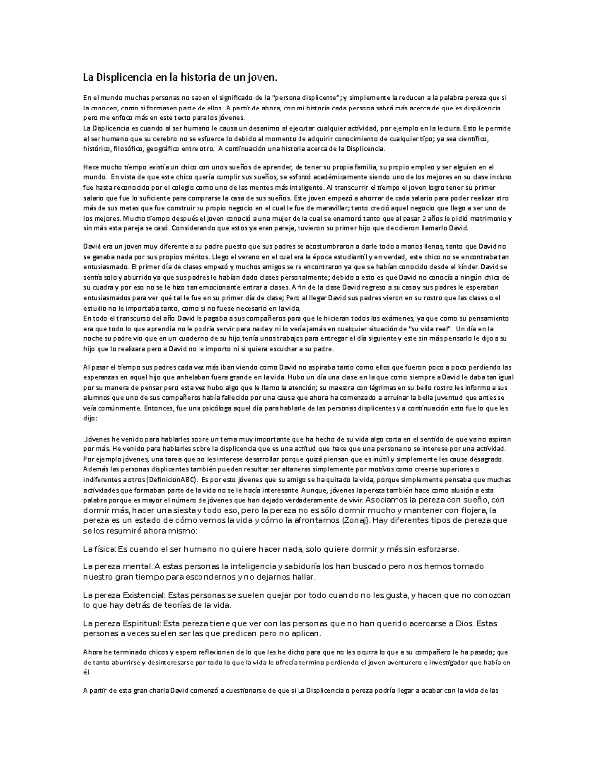 La Displicencia - Lecture notes 1 - La Displicencia en la historia de ...