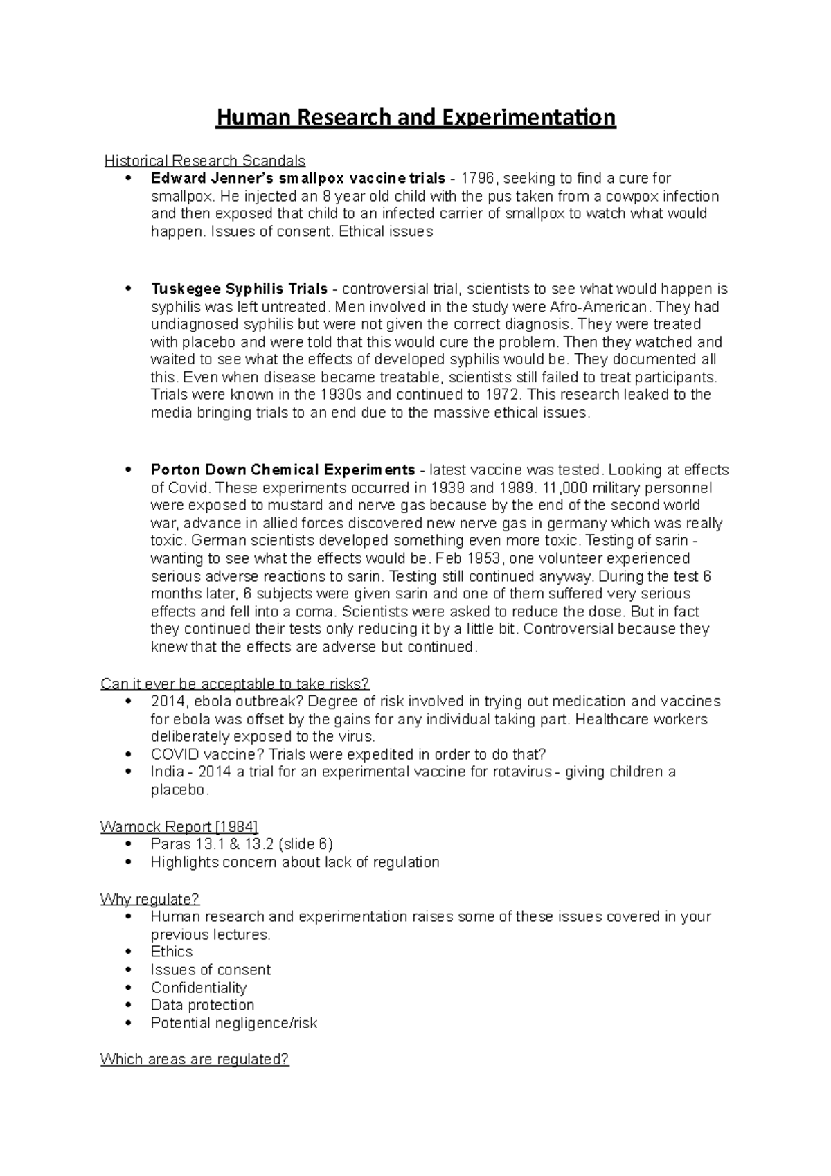 Human Research and Experimentation - Human Research and Experimentation ...
