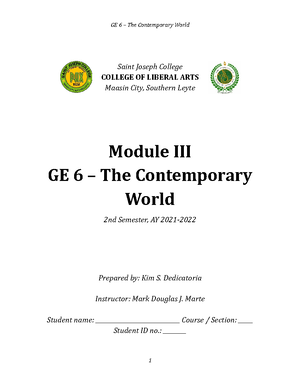 Module 4 - Learning Activity Sheet in Contemporary Arts - CONTEMPORARY ...