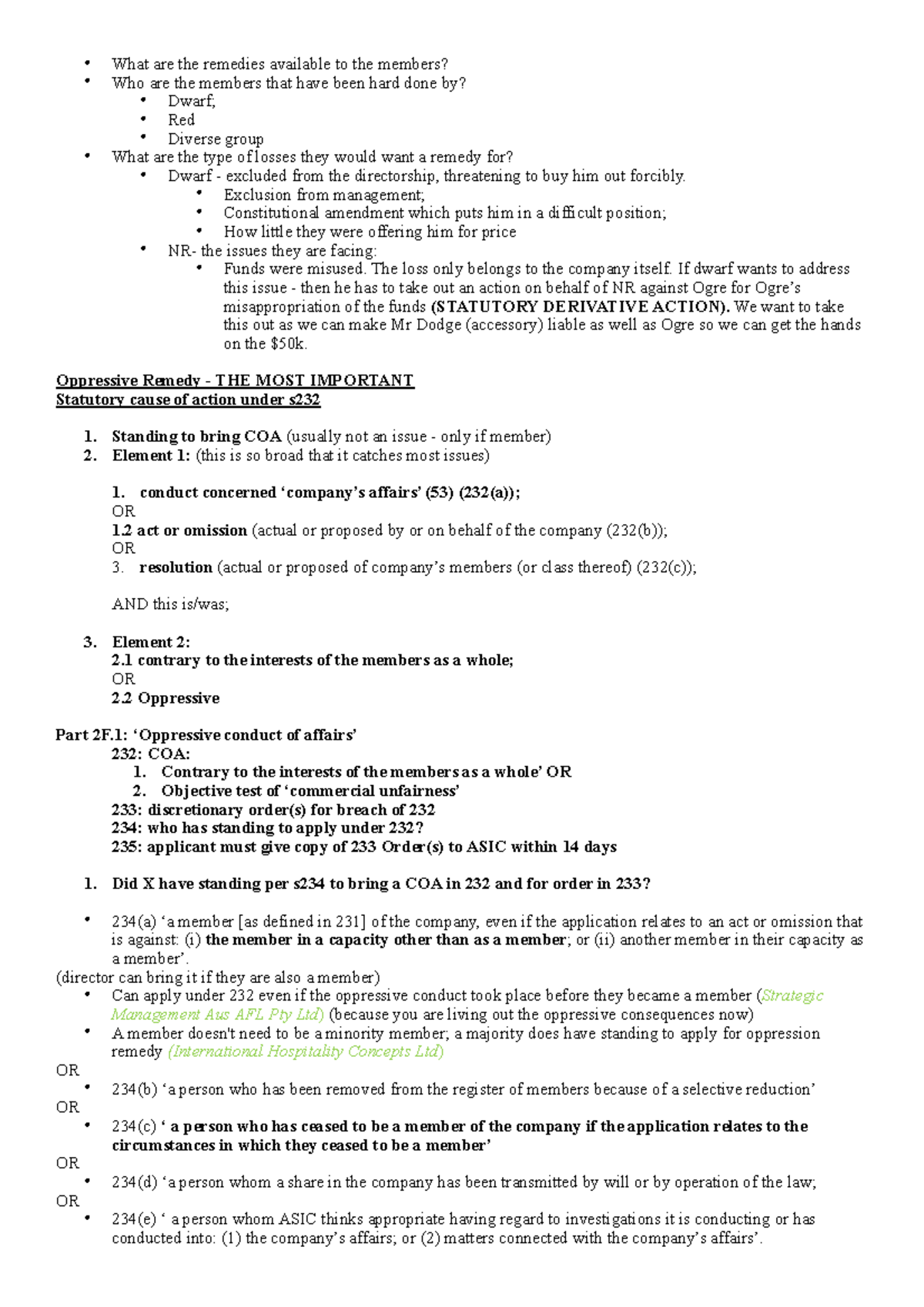 Shareholder Remedies What Are The Remedies Available To The Members