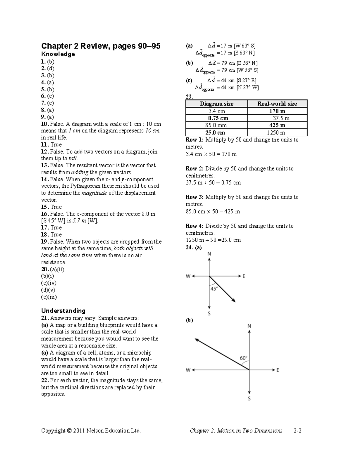 Phys11 sm 02 r - Answers - Chapter 2 Review, pages 90– Knowledge 1. (b ...