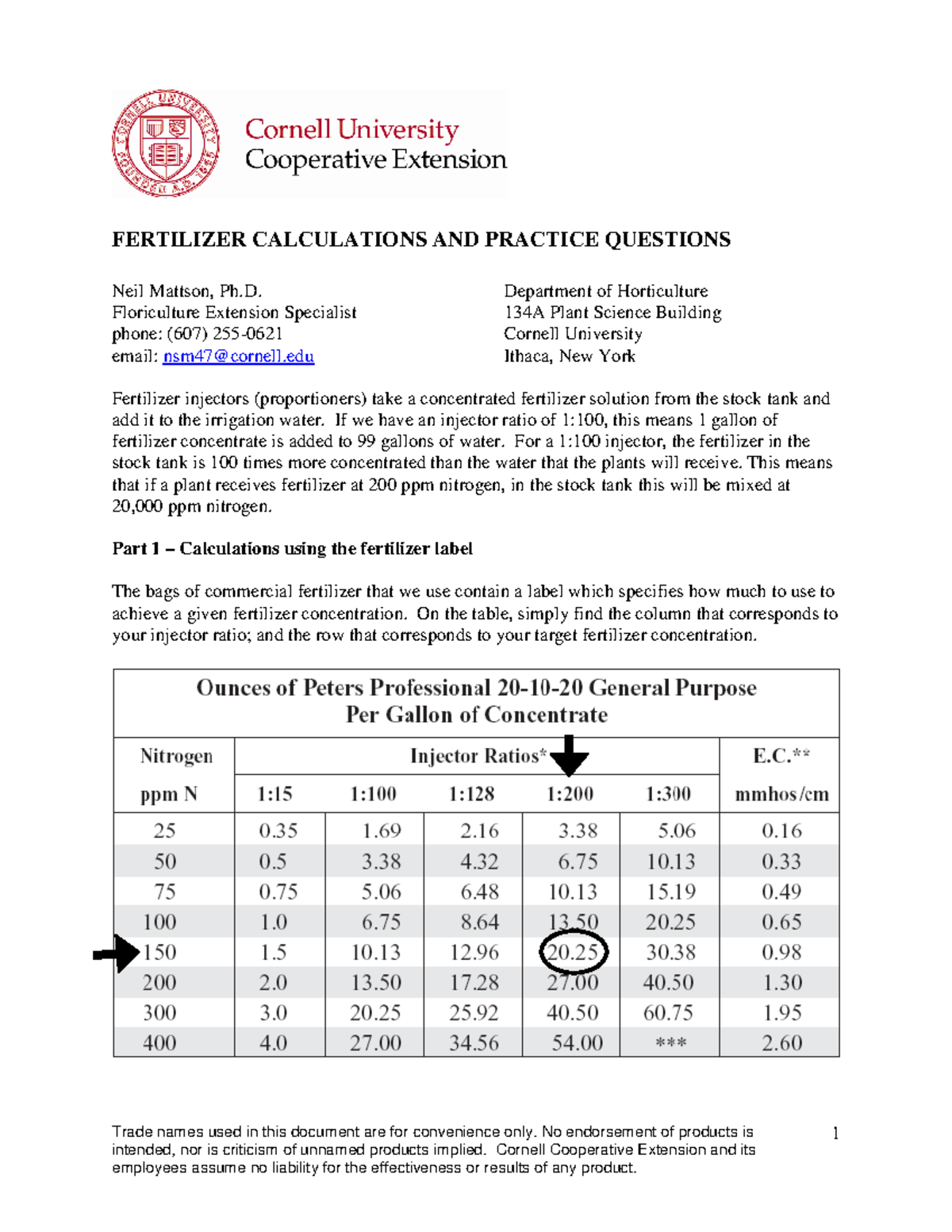 Fertilizer Calculations - Trade names used in this document are for ...