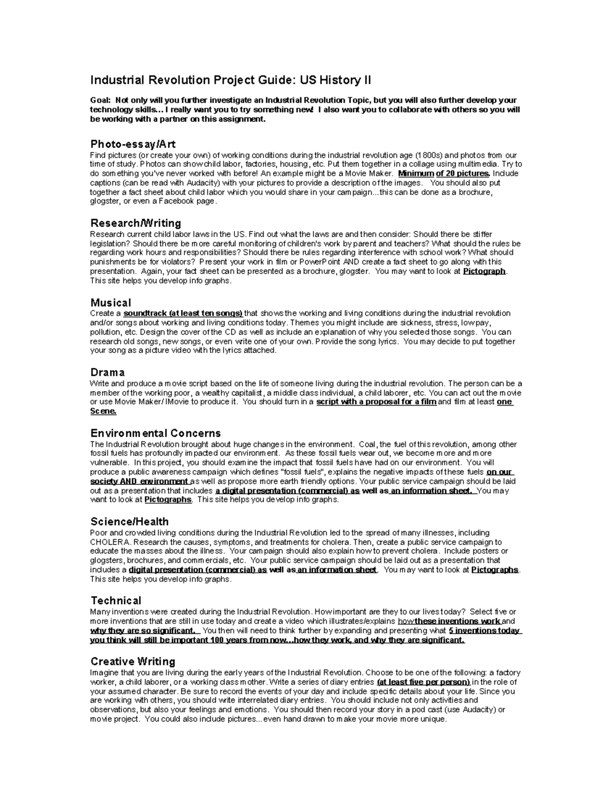 A New Industrial Age Project - Industrial Revolution Project Guide: US ...