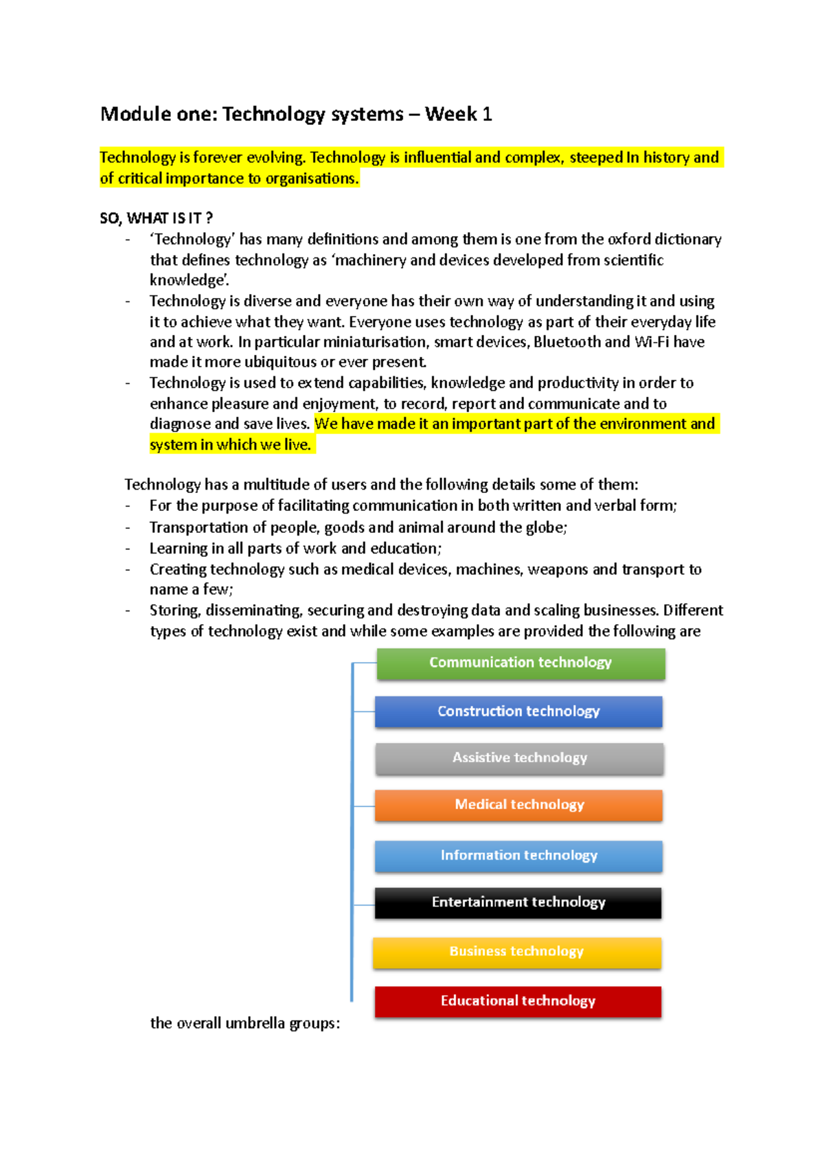 Technology systems week 1 - Module one: Technology systems – Week 1 ...