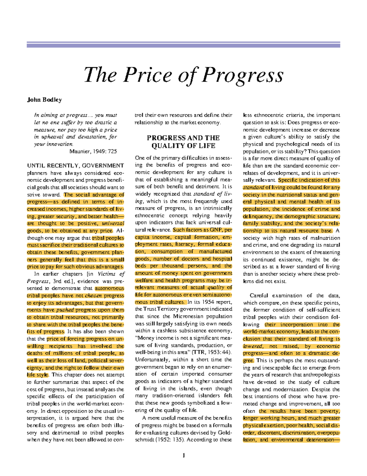 Bodley Price of Progress - Article 35 The Price of Progress John Bodley ...