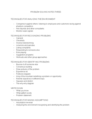 Problem Solving Notes TWO - PROBLEM SOLVING NOTES TWO: Supportive ...