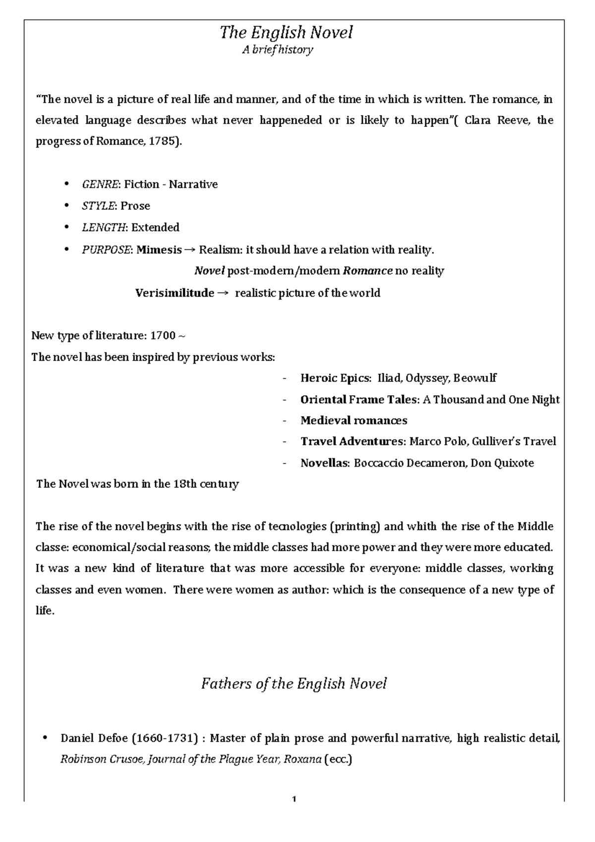 The English Novel - The romance, in elevated language describes what ...