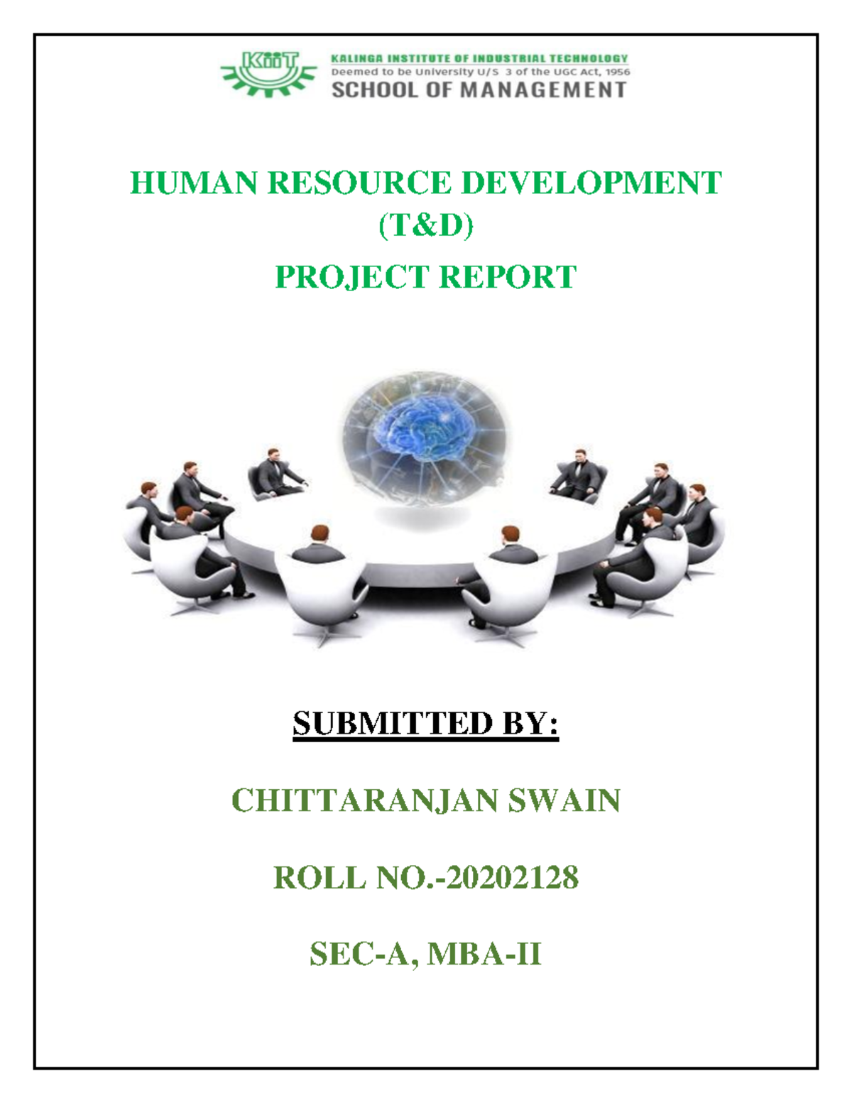 20202128 Chittaranjan Swain HRD Project Report SEC-A - HUMAN RESOURCE ...