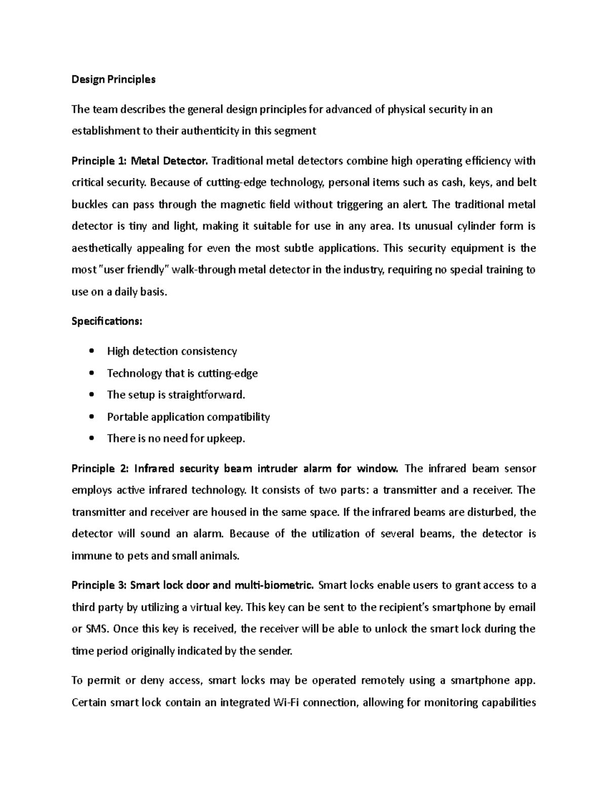 Design Principles - sfgsdfg - Design Principles The team describes the ...