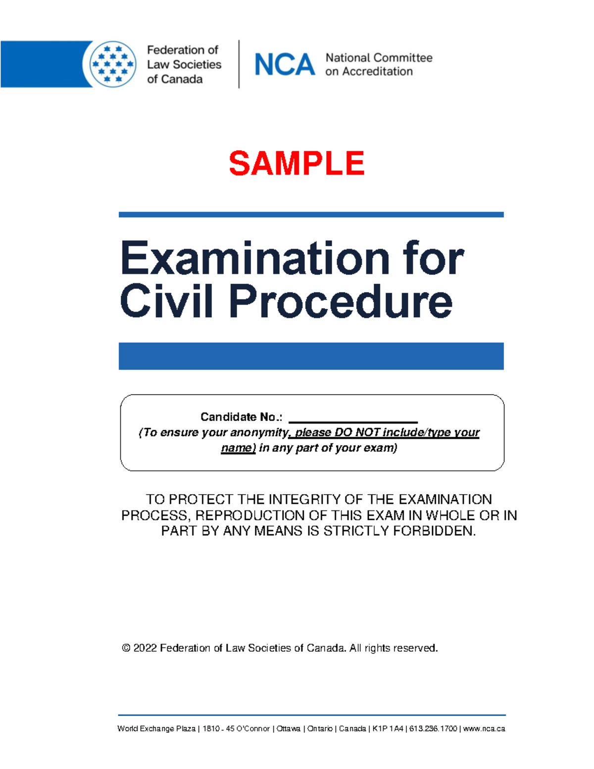 Civil Procedure Sample Exam - World Exchange Plaza | 1810 ‑ 45 O’Connor ...