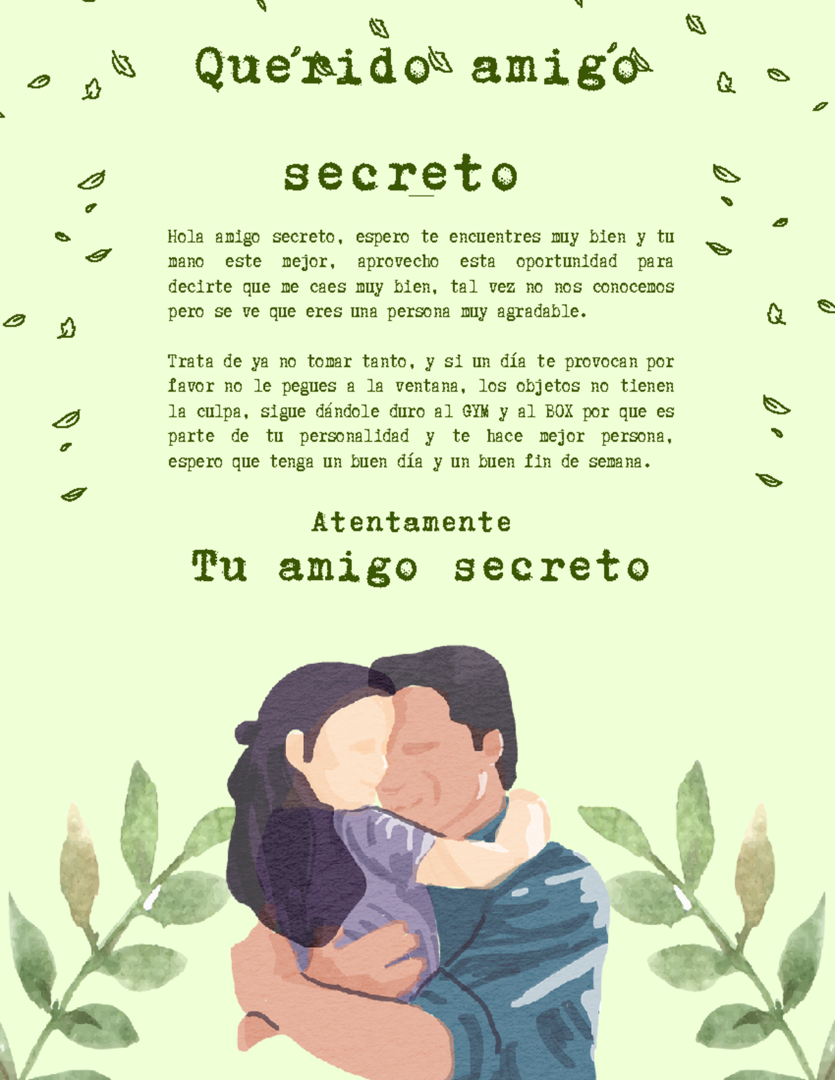 Documento A4 Carta Aesthetic Beige Pastel - Hola amigo secreto, espero ...