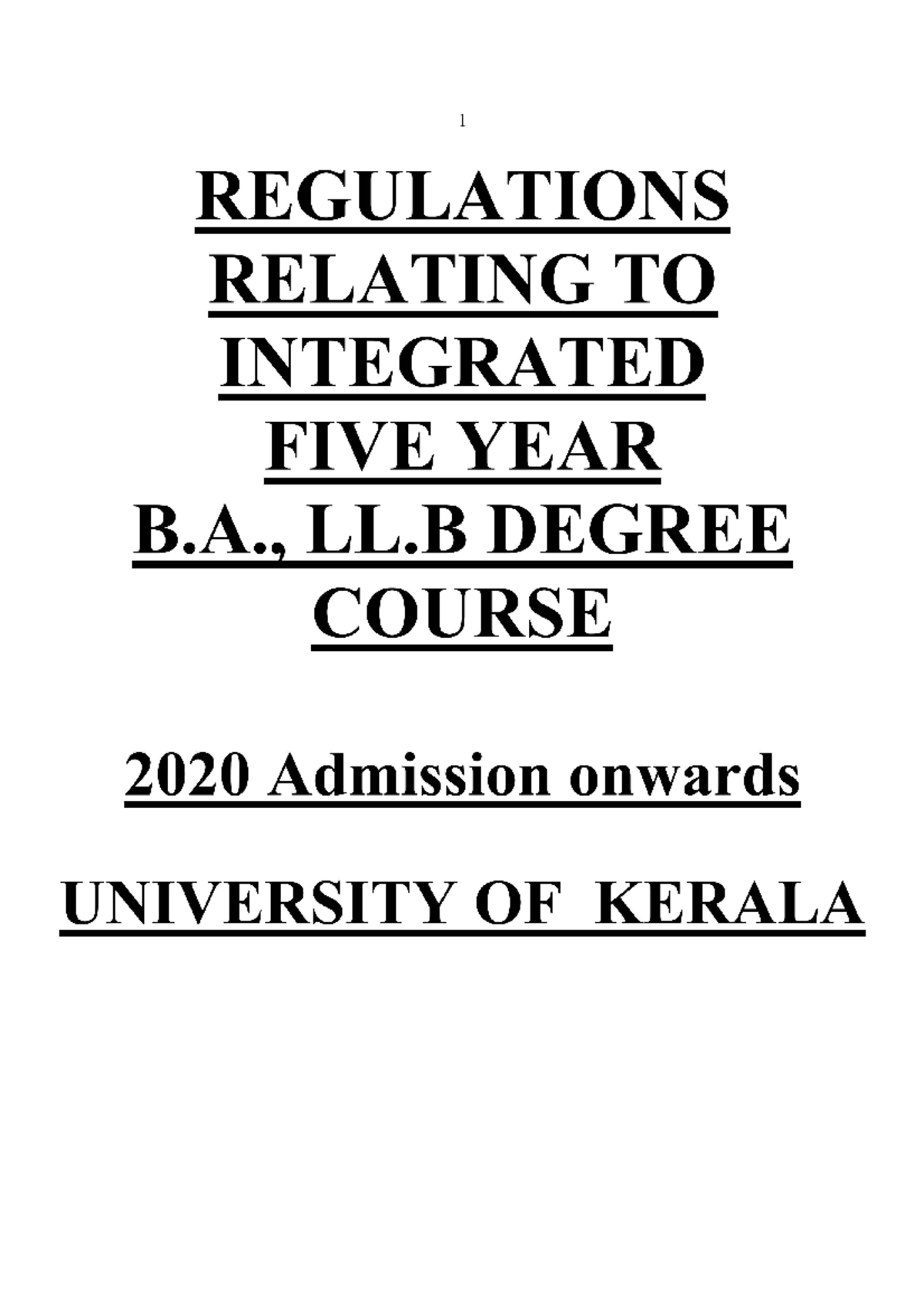 Syllabus@2020 Onwards - 1 REGULATIONS RELATING TO INTEGRATED FIVE YEAR ...