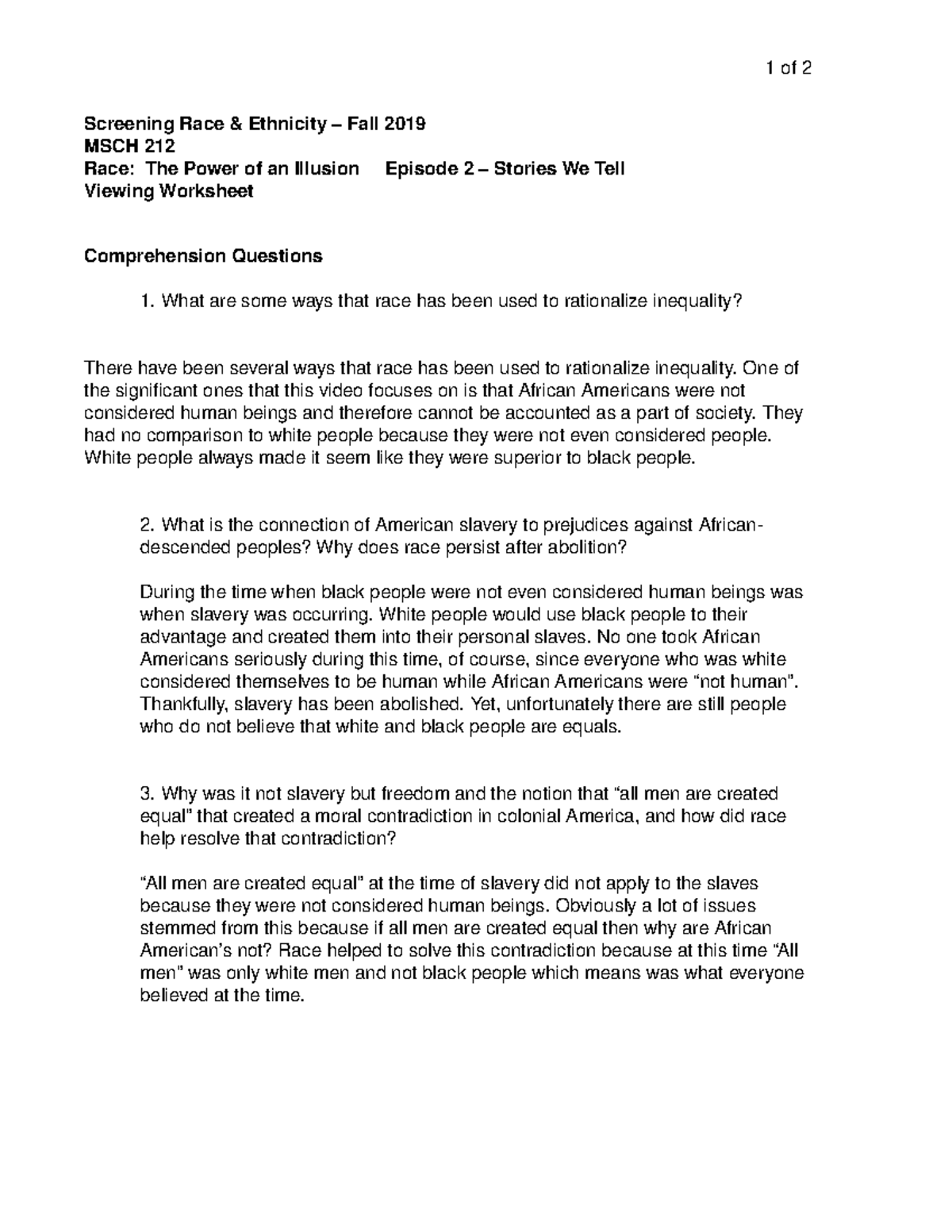 Race Powerful Illusion 2 - Screening Race & Ethnicity – Fall 2019 MSCH ...