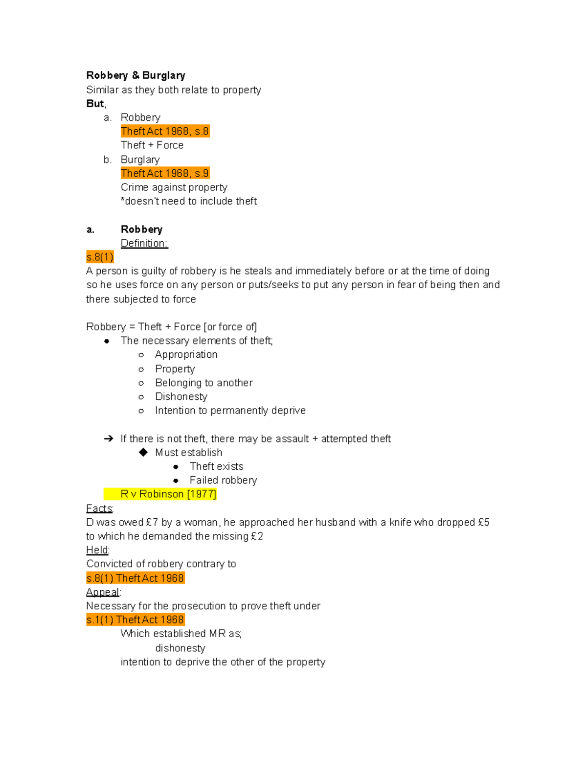 Criminal Law, Robbery & Burglary - Robbery & Burglary Similar as they ...