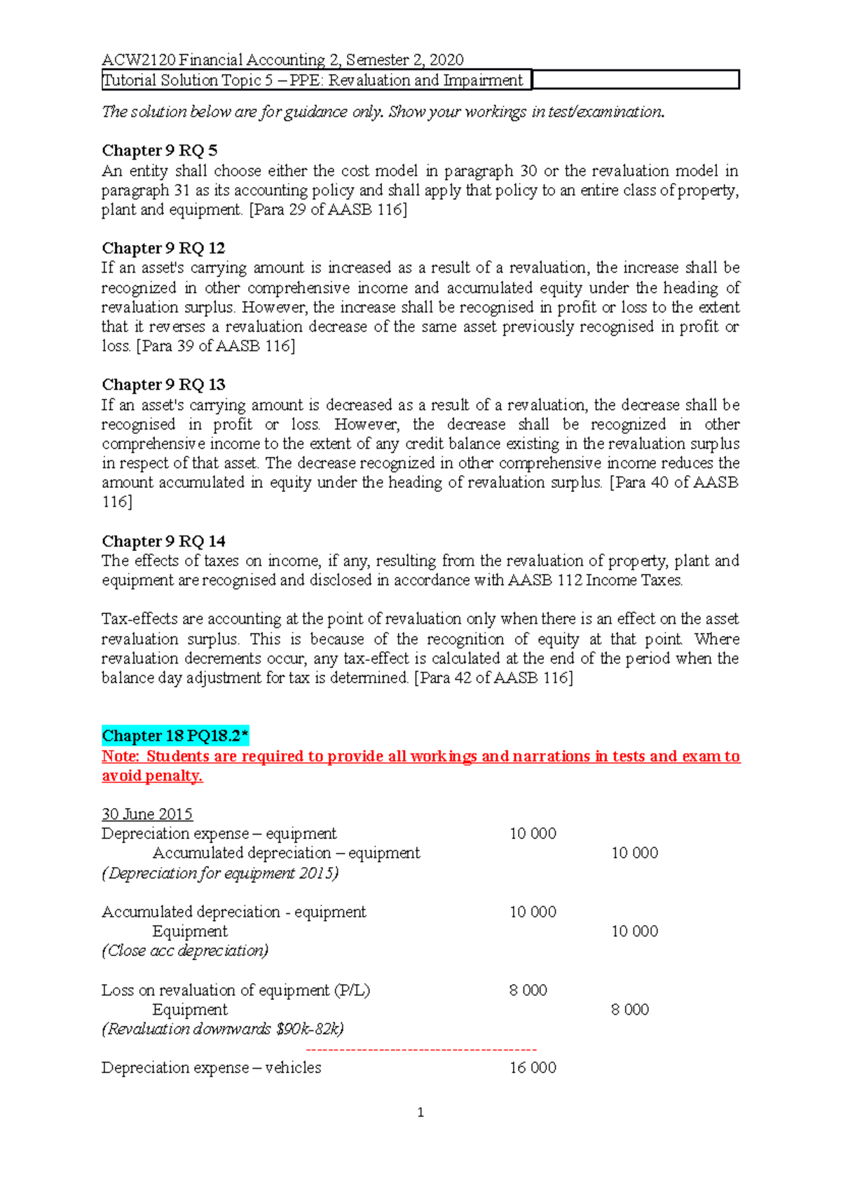 Tute 5 - tutorial question and solution - Tutorial Solution Topic 5 ...