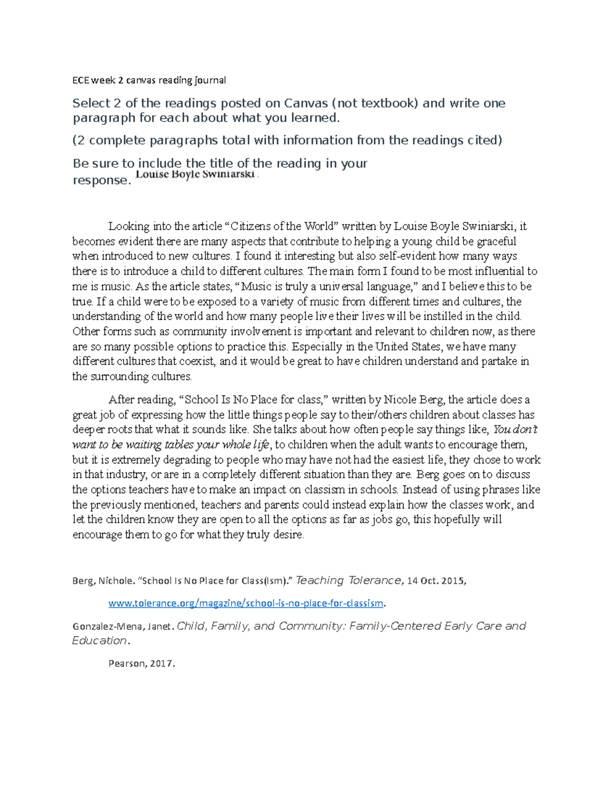 ECE week 2 canvas reading journal - ECE week 2 canvas reading journal ...