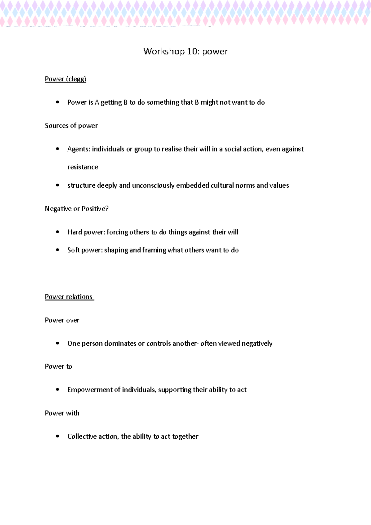 Workshop 10 - 00000 - Workshop 10: power Power (clegg) Power is A ...