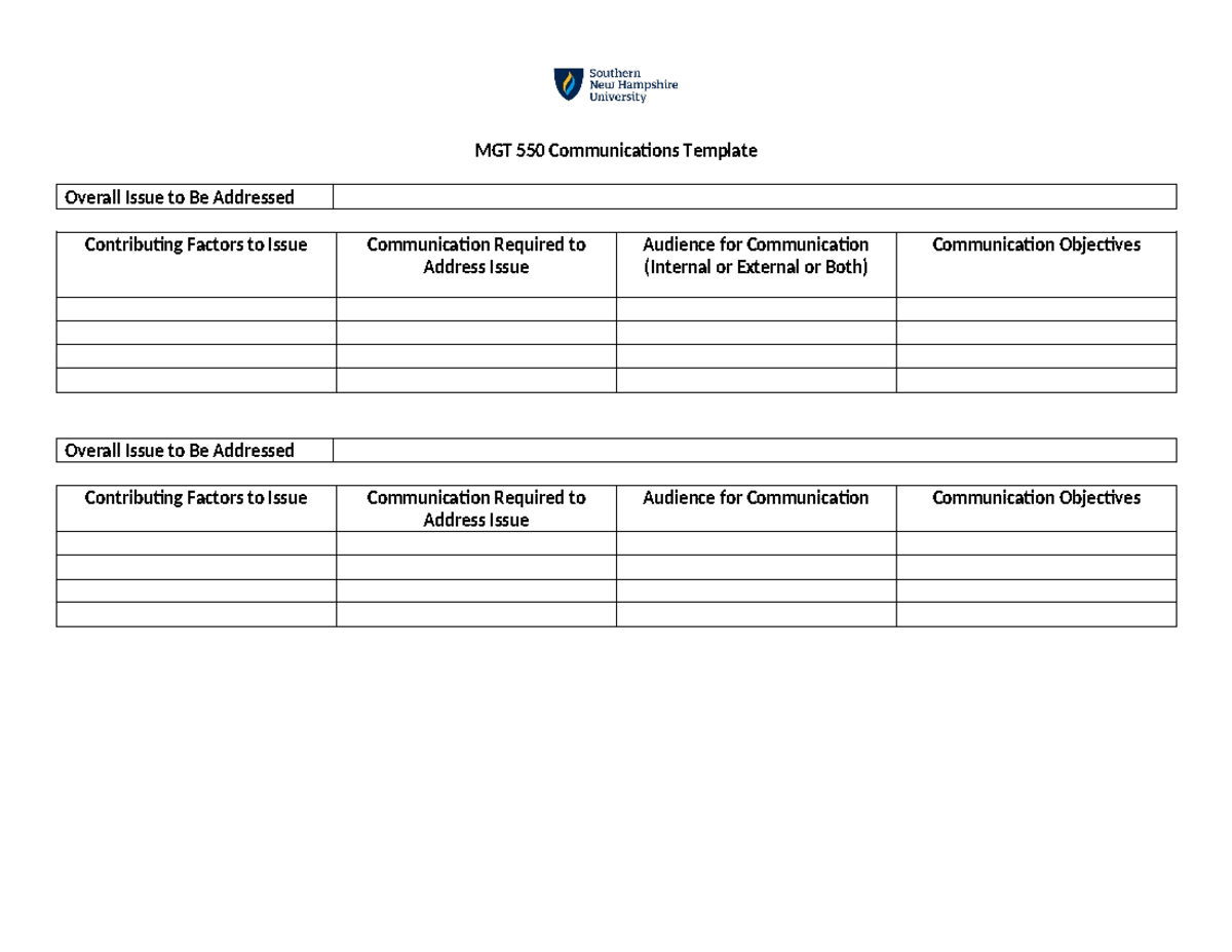 Mgt550 communications template - MGT550 - MGT 550 Communications ...