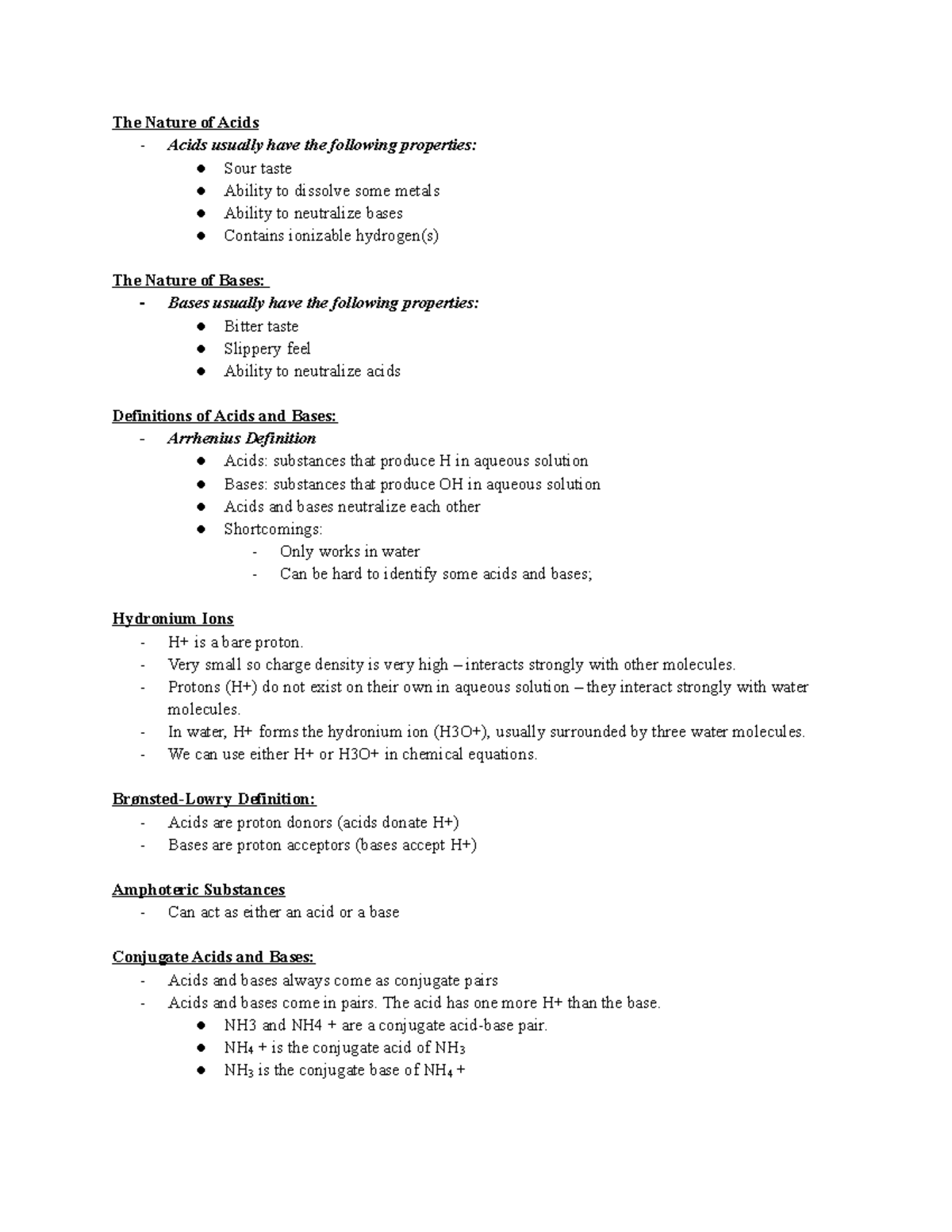 4.1 Acids and Bases - Chem Notes - The Nature of Acids - Acids usually ...
