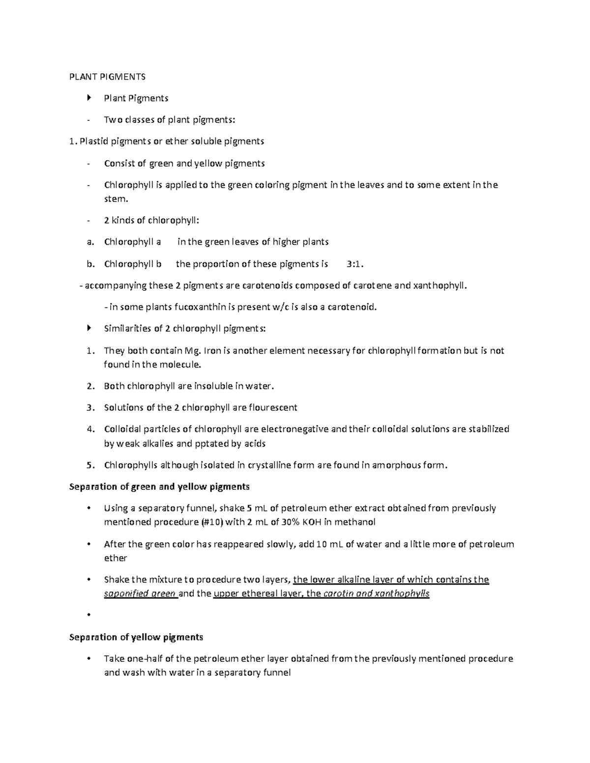 Plant pigment - Lecture notes 1 - PLANT PIGMENTS Plant Pigments Two ...
