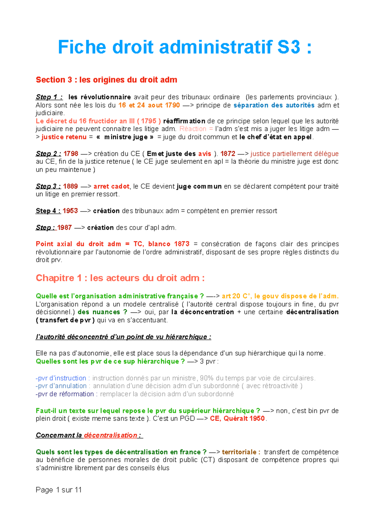 Fiche droit adm S3 - Fiche droit administratif S3 : Section 3 : les origines du droit adm Step 1 ...