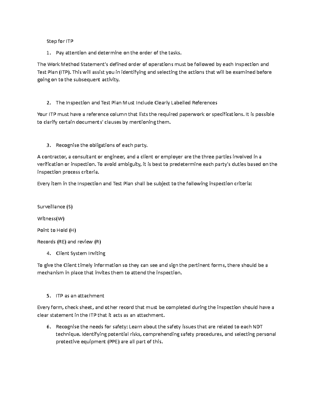 Assignment 2 - Step for ITP Pay attention and determine on the order of ...