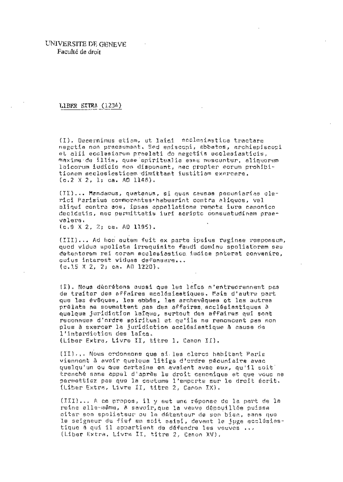 8. Liber Extra (1234) - Texte du cours - UNIVERSITE DE GENEVE Faculte ...