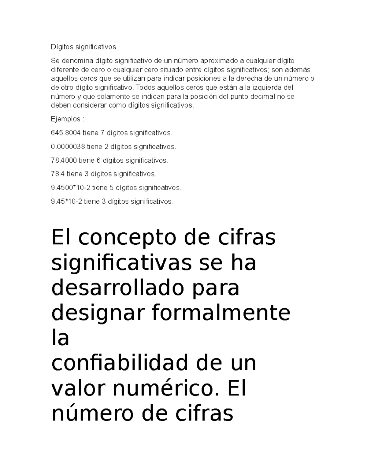 Dígitos significativos - Se denomina dígito significativo de un número ...