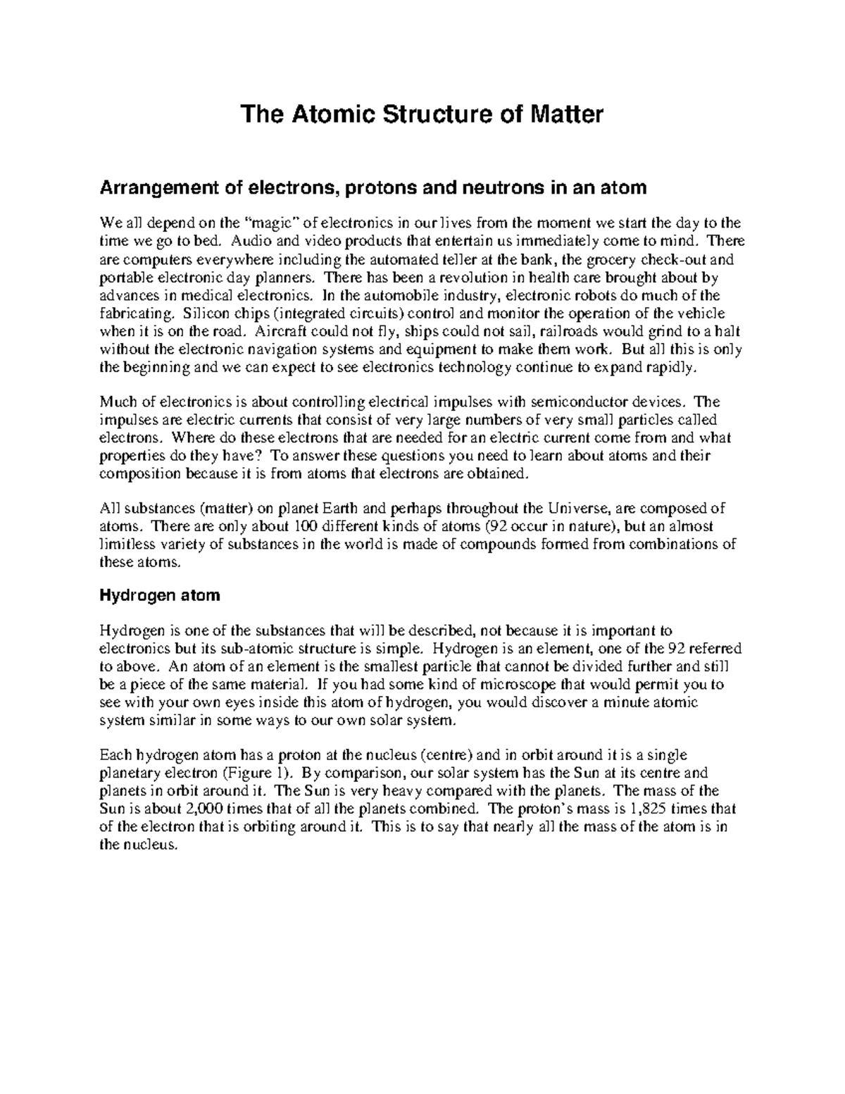 ELEC269 Mod01 Part 1 - The Atomic Structure of Matter Arrangement of ...
