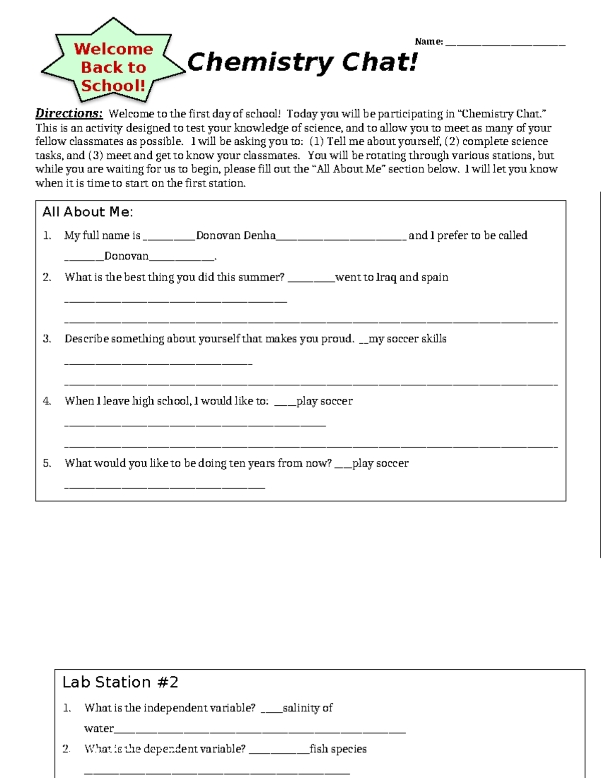 Chemistry Chat Student copy - Name ...