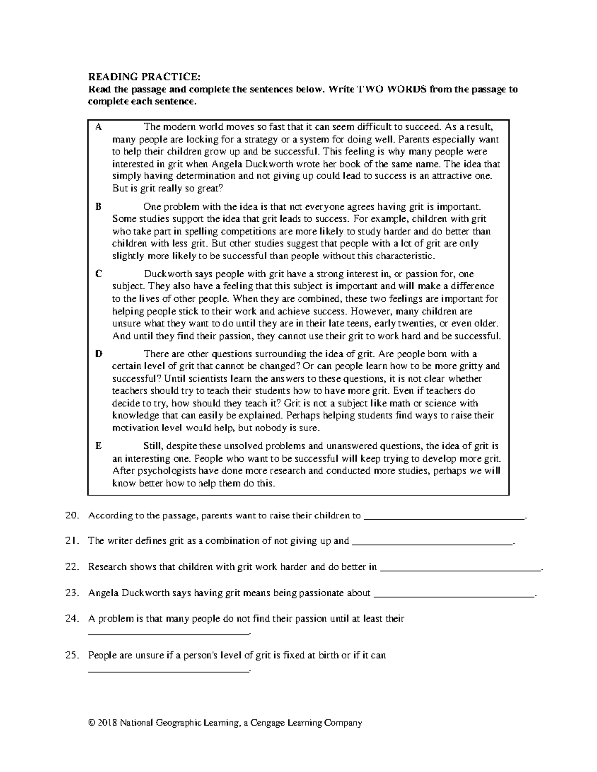 Read main idea detailsbzhhs - © 2018 National Geographic Learning, a ...