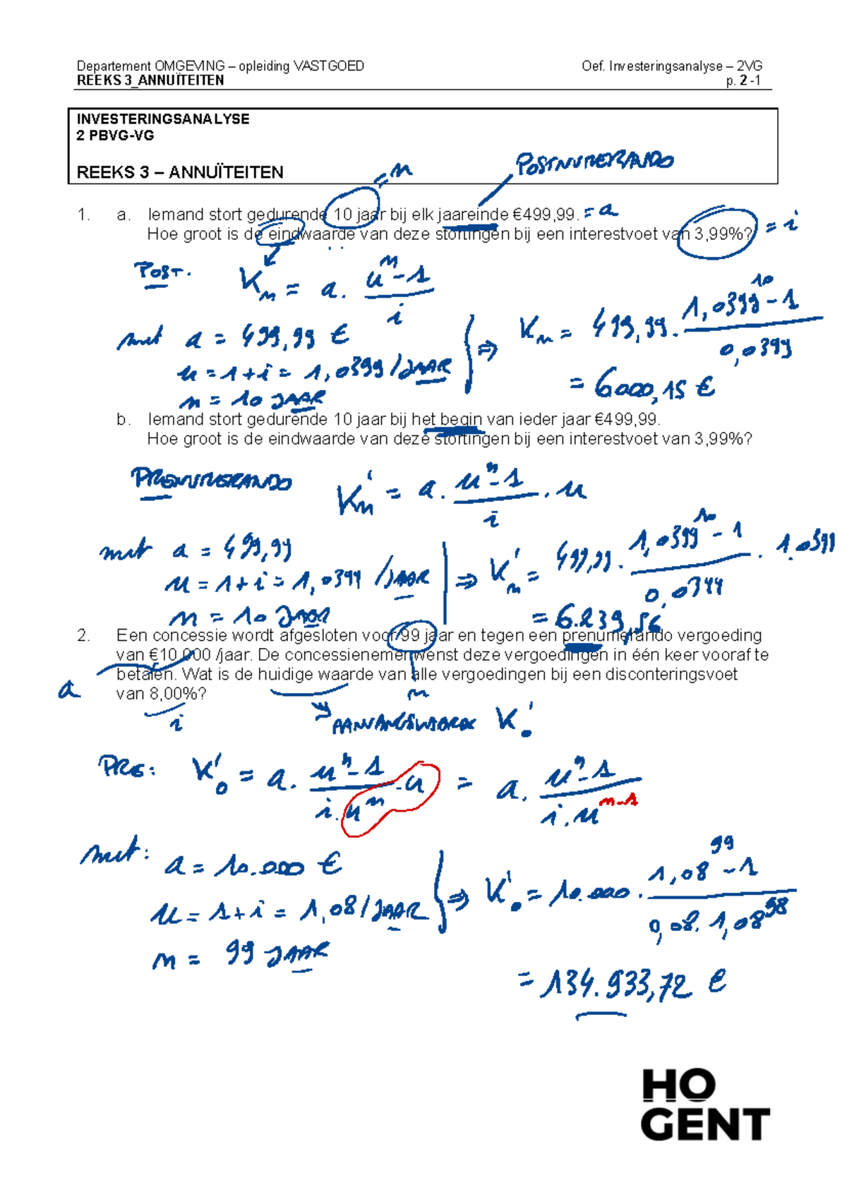 Aj2122 reeks 03 uitwerking klassikaal - REEKS 3_ANNUÏTEITEN p. 2 ...