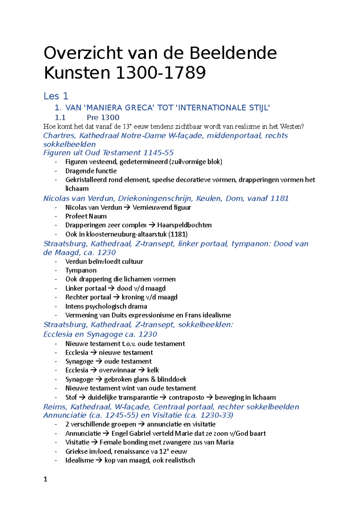 Overzicht van de Beeldende Kunsten 1300 - VAN 'MANIERA GRECA' TOT ...