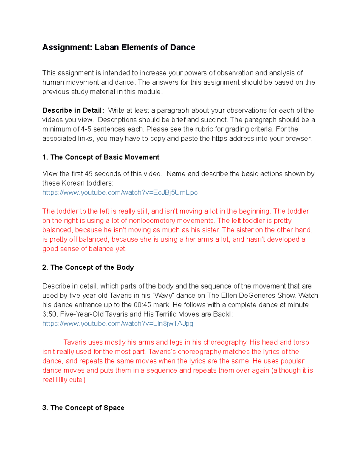 Module 2 Assignment DANC 101 - Assignment: Laban Elements of Dance This ...